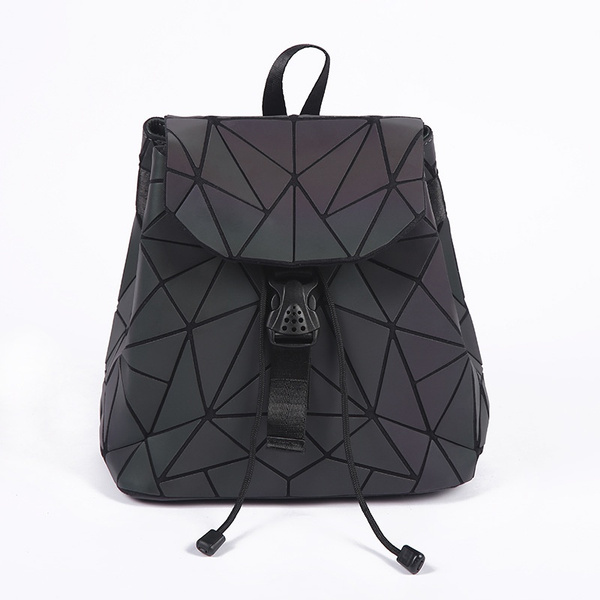 Women Laser Luminous Backpack Geometric Patchwork Diamond Lattice ...