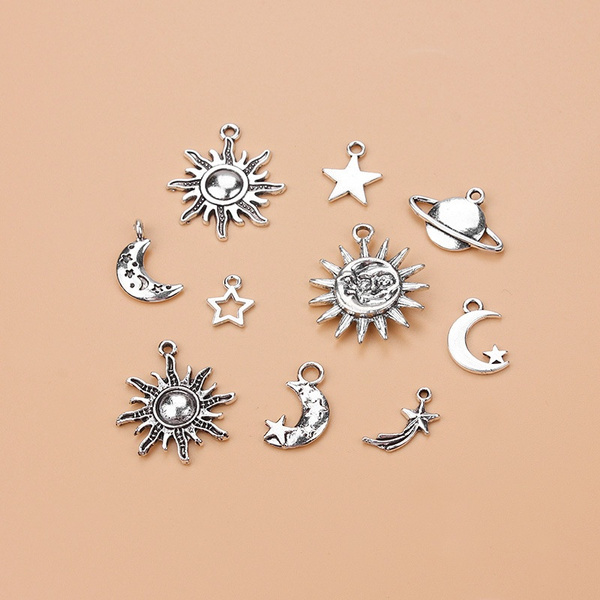 Creative 10pcs/lot Astronomical Star Moon Sun Charm Mixed Silver ...
