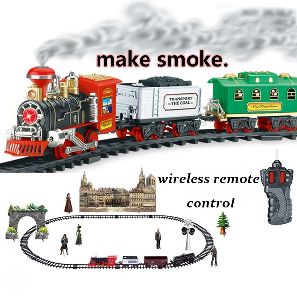 Electric smoke remote control track train simulation model rechargeable ...