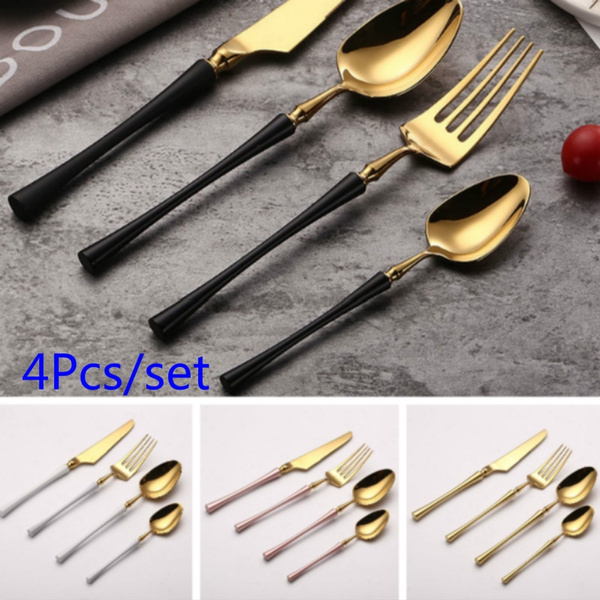 4Pcs/set Stainless Steel Cutlery Set Slim Waists Knife Fork Set ...