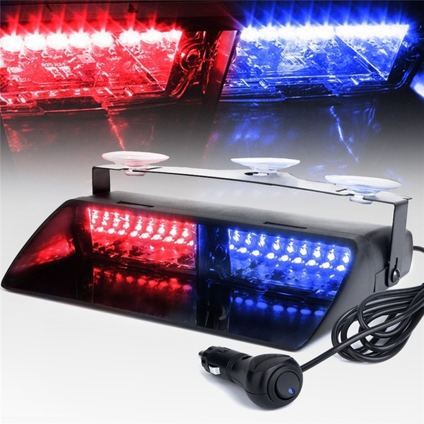 Red/Blue/Yellow 16LED Auto Car Police Strobe Light Dash Emergency Flash ...