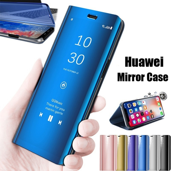 For Huawei Case, Luxury Smart Clear View Mirror Case Shockproof ...