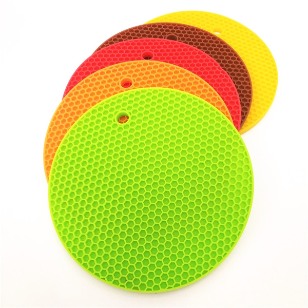 Round Mat Silicone Non-slip Potholder Heat Resistant Coaster Mat ...