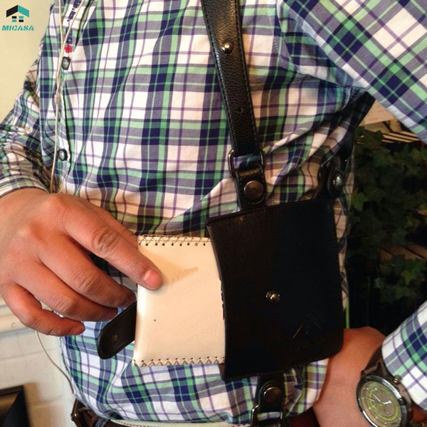 MI CASA Men's Leather Wallet Vertical Shoulder Holster Underarm Wallet ...