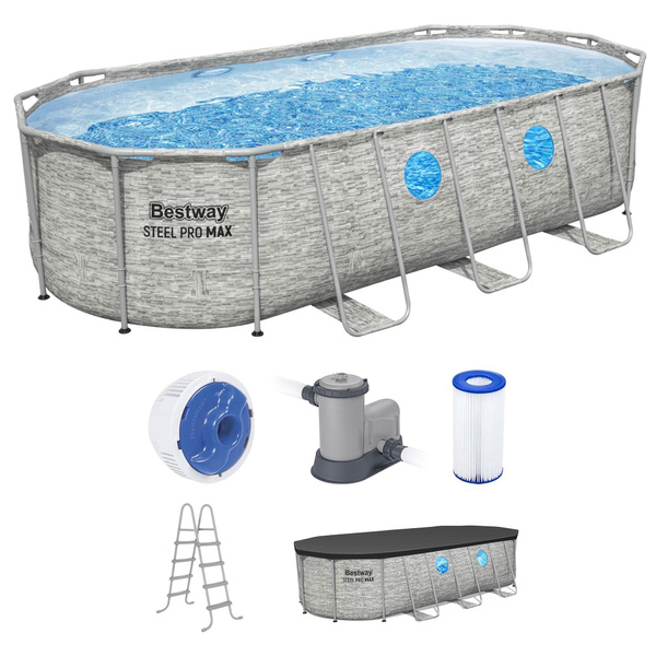 Bestway Power Steel Swim Vista 18' x 9' x 48" Above Ground Swimming ...