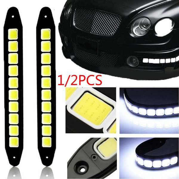 1/2 Pcs 20W Waterproof 10 LED 12V Daytime Running Light DRL COB Strip ...