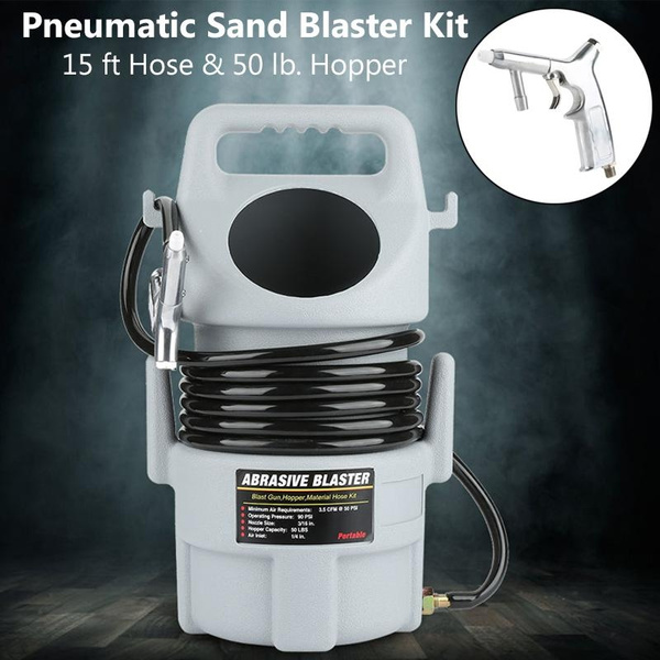 Portable Pneumatic Sand Kit Sandblasting 15 Ft Hose & 50 Lb. | Wish