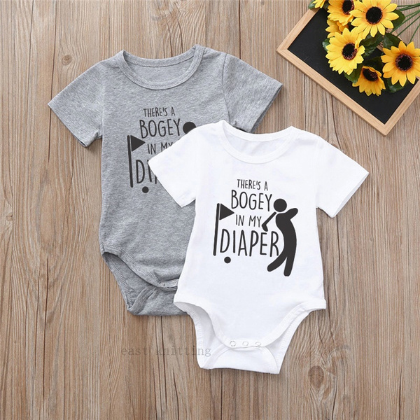 Newborn Baby Romper Bodysuit There's A Bogey In My Diaper Letters Print ...