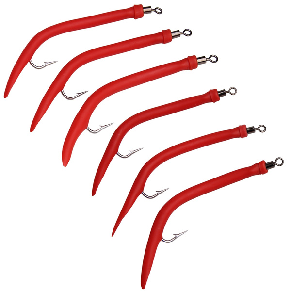 6Pcs Fishing Gummi Makk Eel Lures 10/0 Hooks Bass Cod Norway Sea Boat ...