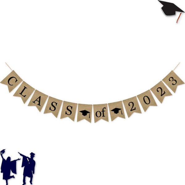 Class of 2023 Jute Burlap Graduation Party Banner Classroom Decoration ...