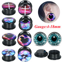 1 Pair Acrylic Fashion Body Piercings Cross Love Expander Ear Expansion ...