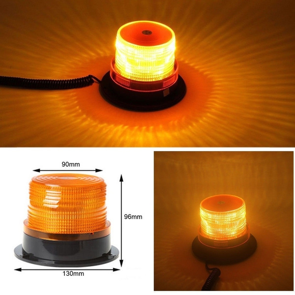 12V-24V Flashing Strobe Beacon Emergency LED Warning Light Car Amber ...