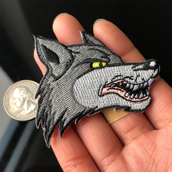 2X Mini Grey Yellow Wolf Embroidery Patch Embroidered Applique Wolf Head Patch Wolf | Wish