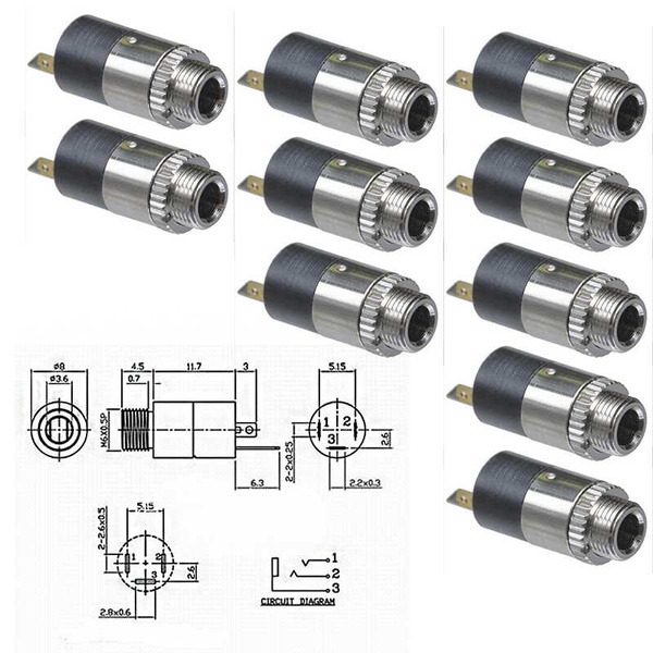 New 10Pcs 3.5mm Mini Female Headphone Jack Plug Stereo Audio Panel ...