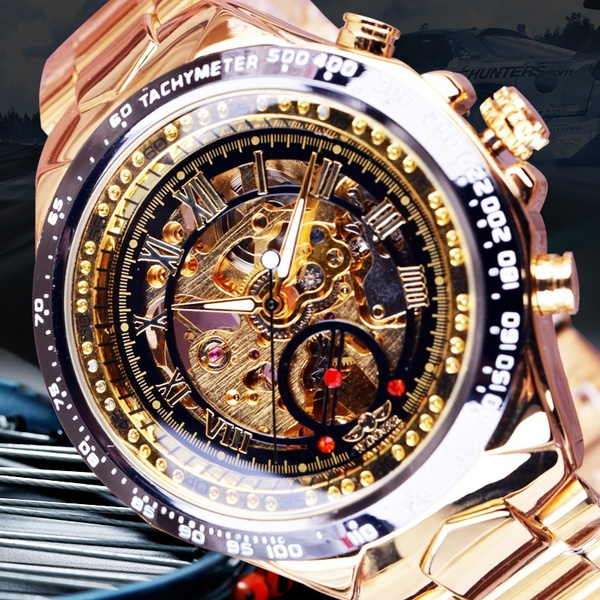 5 Colors Mens Luxury Gold Watches Black Stainless Steel Wristwatch ...