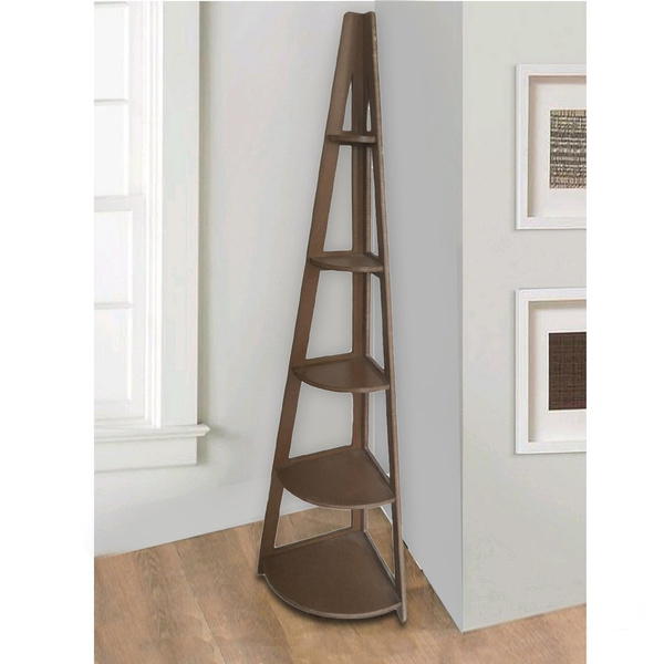 Wood 5 Layer Storage Rack Tripod Corner Storage Ladder Shelf Corner ...