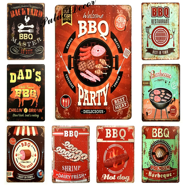 Putuo - “BBQ"Retro and Vintage Tin Signs Metal Posters Plaque for Bar ...
