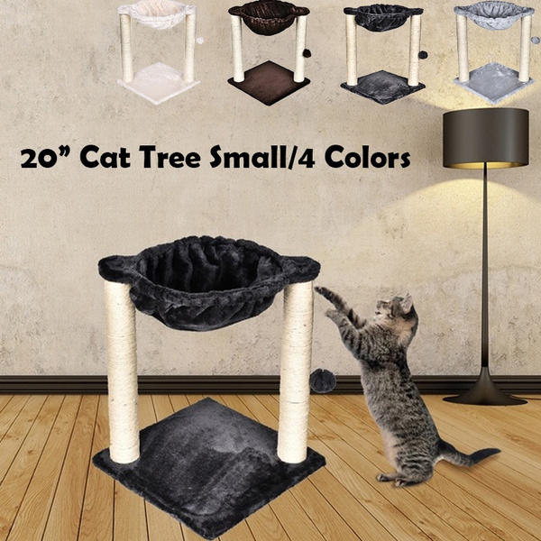 20" Cats Tree House Kitty Scratching Post and Tower With Hammock Wood ...