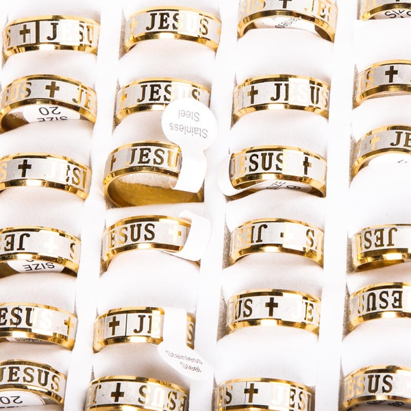 Golden Cross Couple Jesus Love Golden Cross Ring 12/pack Exquisite ...