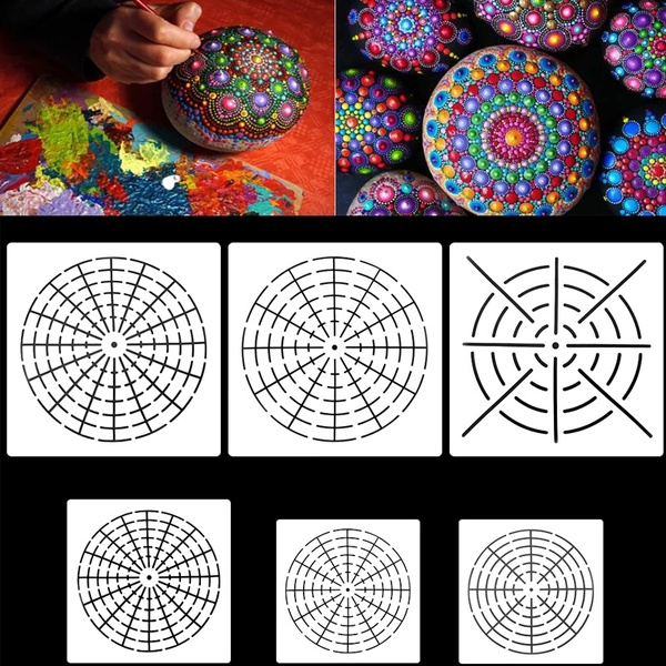 6 Pieces Mandala Dotting Stencils Template Mandala Dot Painting ...