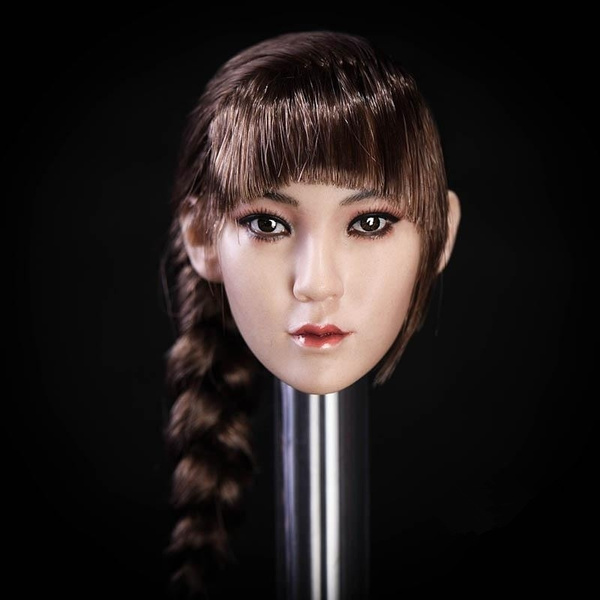Toys 1:6 Scale Asian Girl Head Sculpt for 12" Figures Long Brown Hair ...
