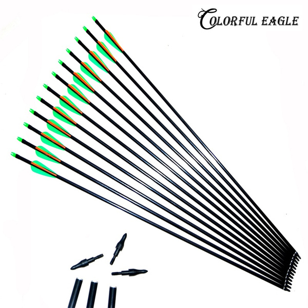 Screw In Steel Arrows Archery Hunter Fletched Fiberglass Hunting Arrows ...