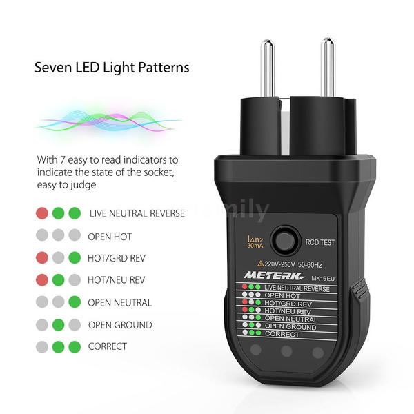 Meterk Advanced RCD Electric Socket Tester Automatic Neutral Live Earth ... Meterk Advanced RCD Electric Socket Tester Automatic Neutral Live Earth ...