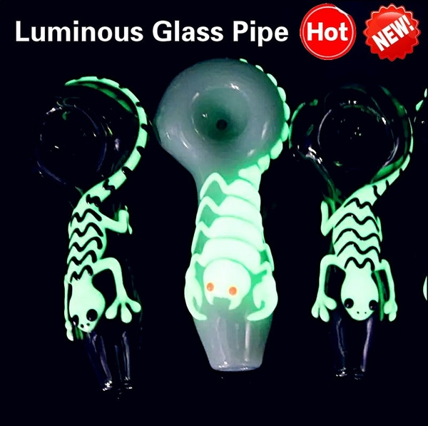4 Inch Smoking Pipes Fluorescent Luminous Glass Pipe Shisha Hookah ...
