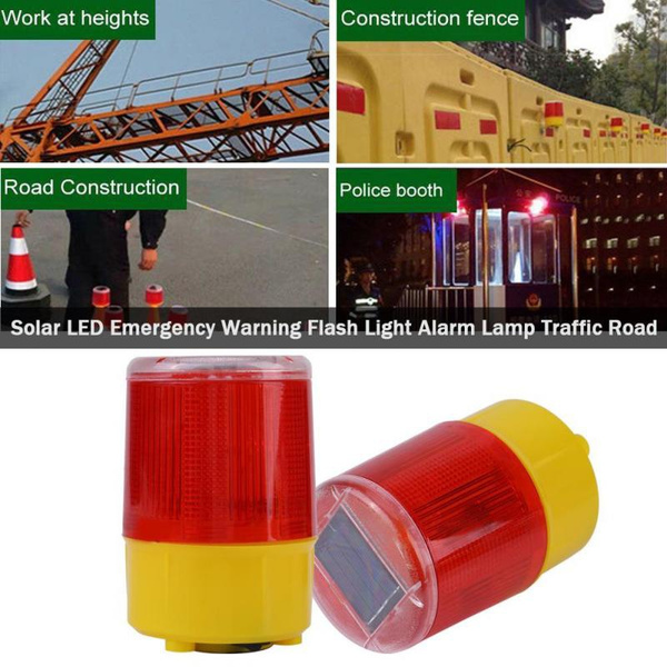 Solar LED Emergency Warning Flash Light Alarm Lamp Traffic Road Boat ...