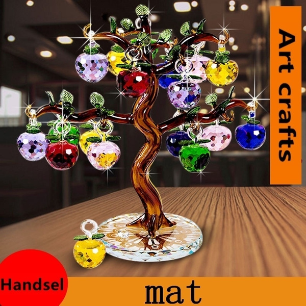 12 Hangs Crystal Peace Tree Ornaments Crystal Glass 6 Colors Lotus ...