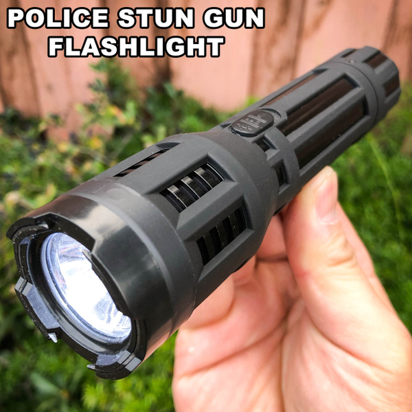 BLACK Tactical Metal POLICE Stun Gun 10 Million Volt Rechargeable LED ...