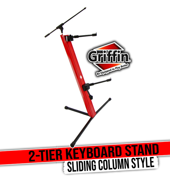 2-Tier Column Keyboard Stand with Mic Boom Arm by GRIFFIN | Double ...