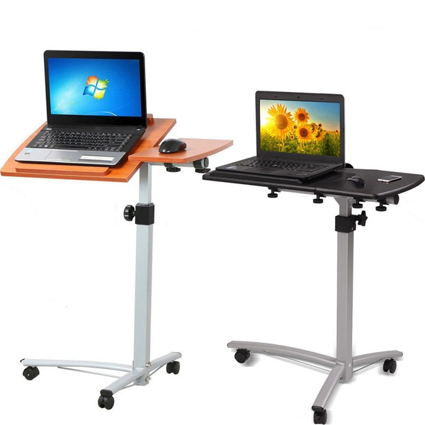Laptop Rolling Table Height Adjustable Mobile Laptop Stand Desk Bed ...