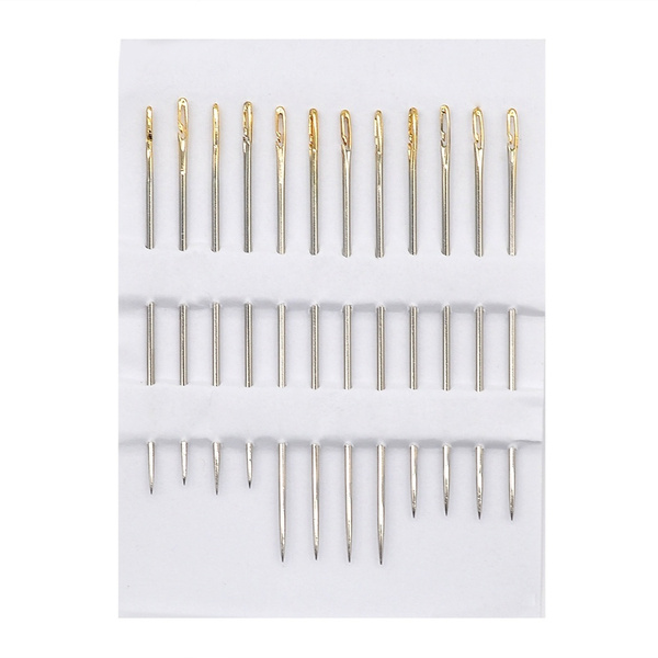 12PCs Thick Big Eye Sewing Self-Threading Needles Embroidery Hand ...