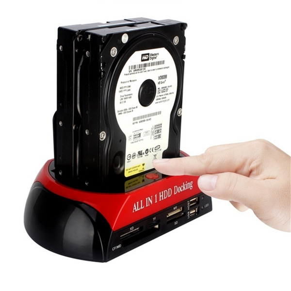 Dual IDE SATA OTB All in 1 USB 2.0 HDD Docking Station HUB Card Reader ...