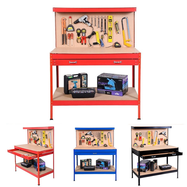 Tool Storage Stand Tool Work Bench With Drawers Pegboard Workshop ...
