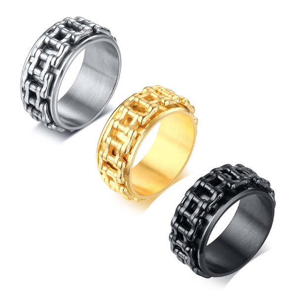 Hip Hop Men Spinner Bicycle Link Chain Band Stainless Steel Biker ...