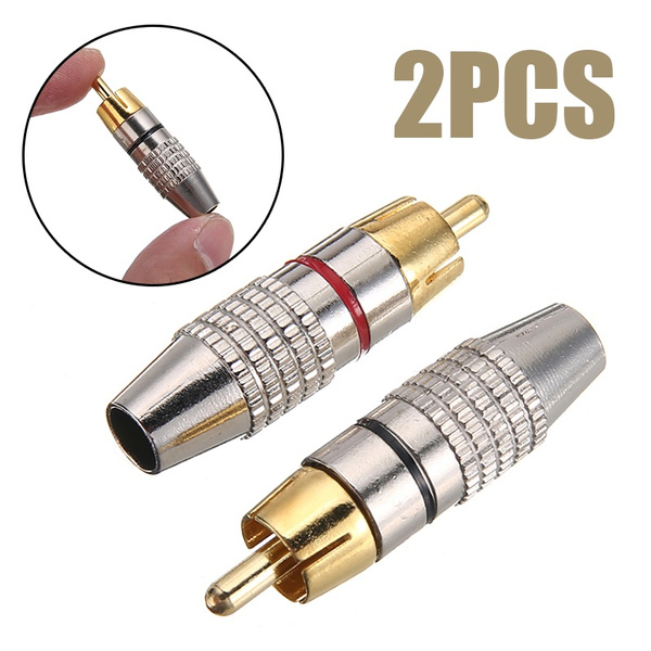 High Quality 2Pcs Metal RCA Male Plug Audio Phono Solder Adapter ...