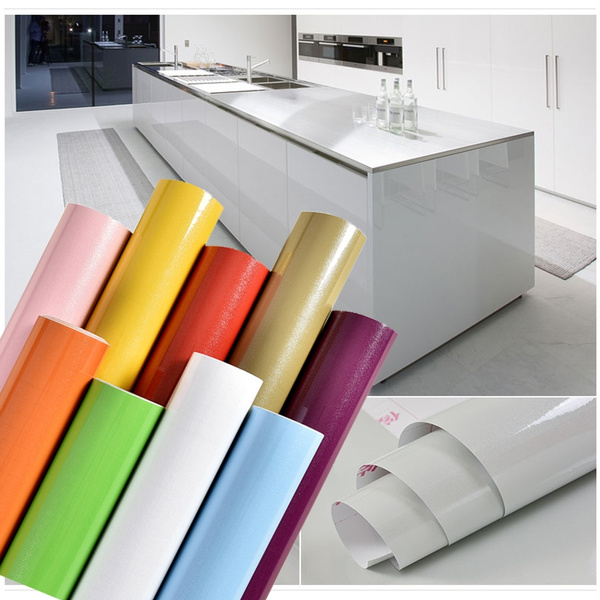 Glossy Solid Color Wallpaper Self Adhesive Waterproof Sticker for ...