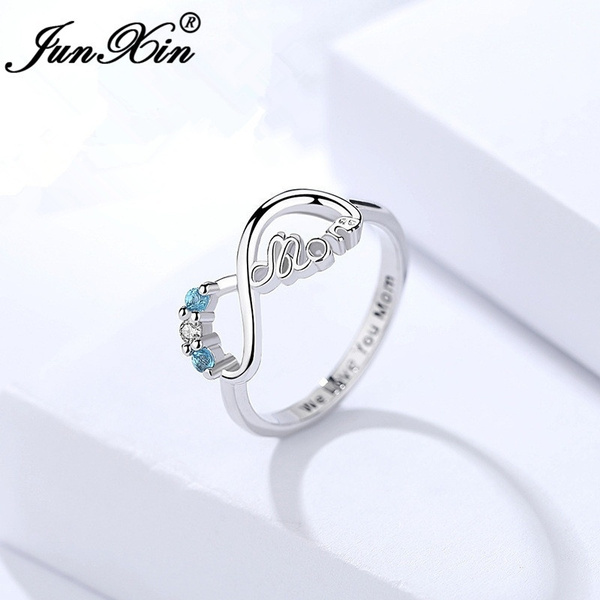Junxin Fashion Love Mum 925 Sterling Silver Infinite Shape Mom Ring ...