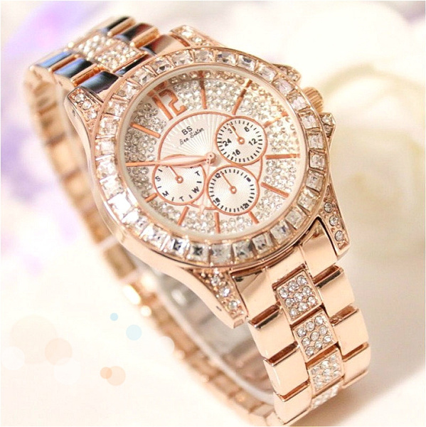 BS Beautiful Watch Steel Women Rhinestone Ladies Dress Watch Fashion ...