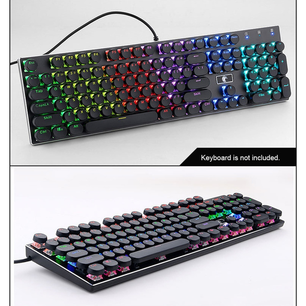 104 Key Backlit Transmitting Round Keycaps ABS Cross Axis Key Caps for ...