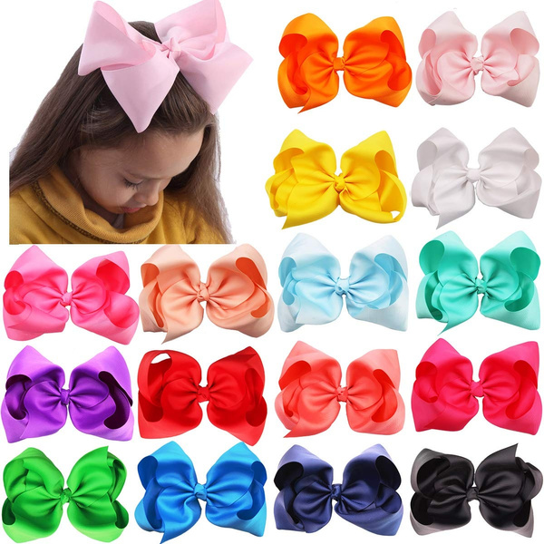 16Pcs 8 Inch Bows Large Big Boutique Grosgrain Ribbon Hair Bows ...