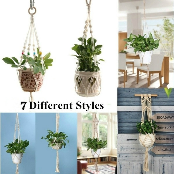 7 Styles Balcony Home Garden Plants Hanging String Plant Hanger Macrame ...