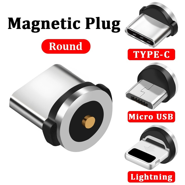 Round Micro Usb Type-C Plug For Samsung Huawei Xiaomi Magnetic Cable ...