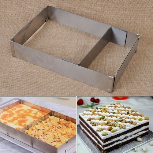Stainless Steel Cake Bakeware Square Adjustable Mousse Cake Ring Baking ...