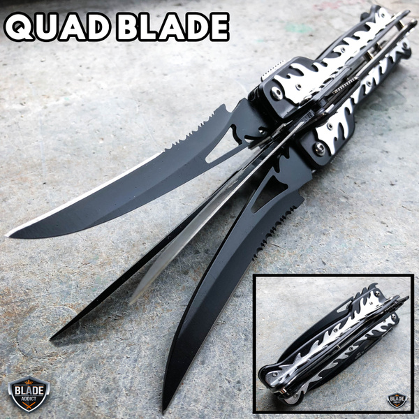 USA SELLER FAST SHIPPING QUAD Blade Fantasy Cosplay Folding Open Pocket ...