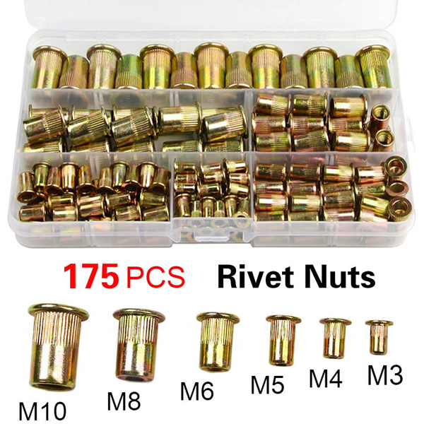175Pcs Zinc Plated Carbon Steel Rivet Nut Threaded Insert M3 M4 M5 M6 ...