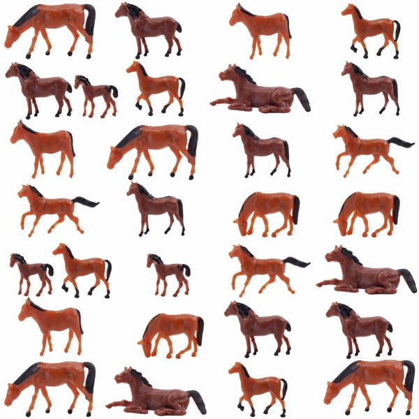 30pcs 1:87 Well Painted Horses Model Brown Horse HO Scale Model ...