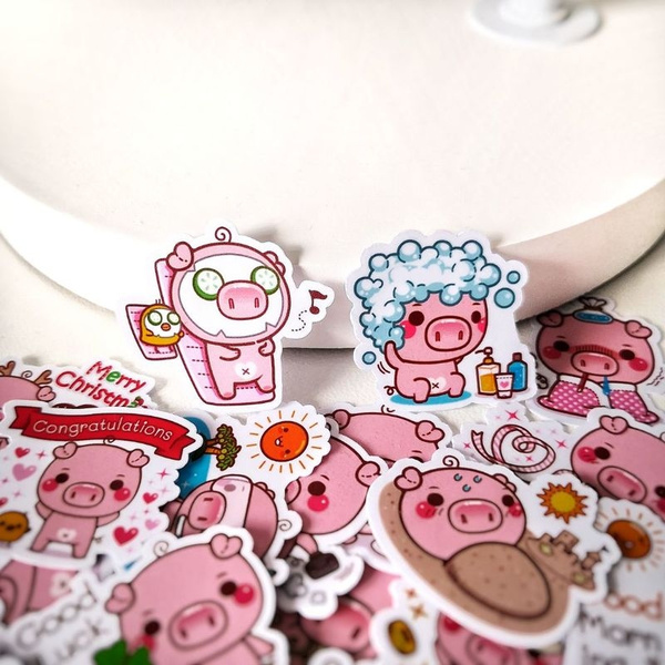 20 / 40pcs Cute Funny Cartoon Pig Multicolor Animal Stickers Laptop ...